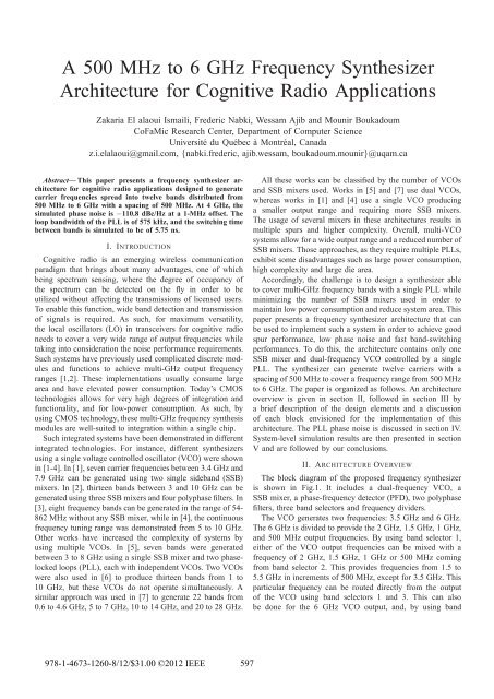 A 500 MHz to 6 GHz Frequency Synthesizer Architecture for ... - UQAM