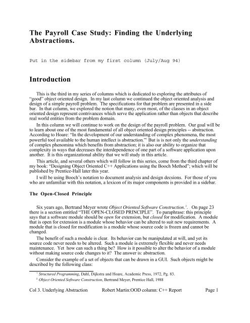 The Payroll Case Study: Finding the Underlying ... - Object Mentor