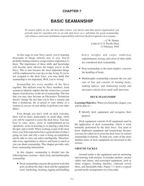 BASIC SEAMANSHIP - U. S. Naval Sea Cadet Corps Resources Page