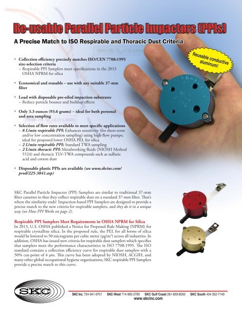 Parallel Particle Impactor Spec. Sheet (PDF) - SKC Inc.