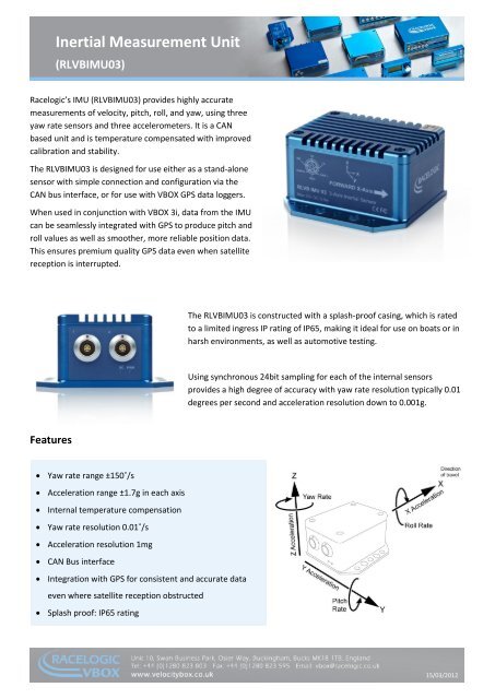Inertial Measurement Unit (RLVBIMU03) - Racelogic