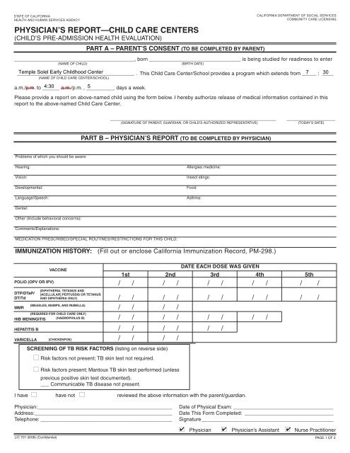 Physicians Report - Temple Solel