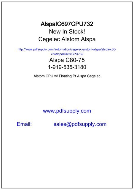 Alspa CE80-20 | Alstom CPU w/ Floating Pt Alspa Cegelec