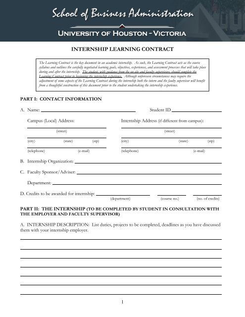 INTERNSHIP LEARNING CONTRACT