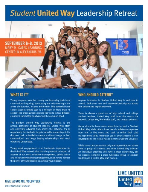 Student United Way Leadership Retreat