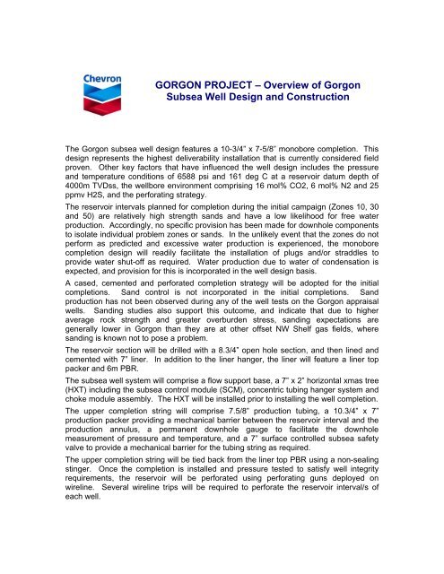 Overview of Gorgon Subsea Well Design and ... - ProjectConnect