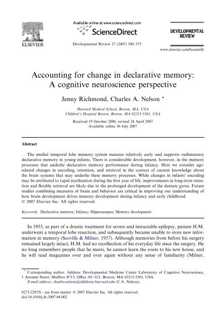 Accounting for change in declarative memory - School of Psychology