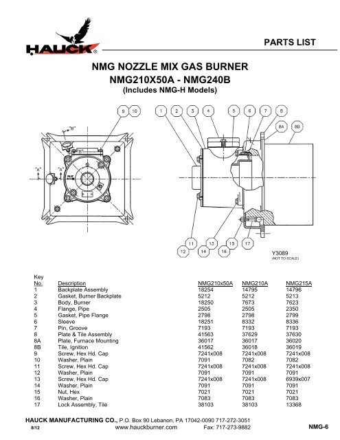 nmg nozzle mix gas burner nmg210x50a - nmg240b - Hauck ...