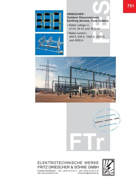Outdoor Disconnectors, Outdoor Earthing Switches - Driescher