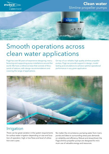 Smooth operations across clean water applications - Flygt