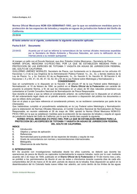 Norma Oficial Mexicana NOM-024-SEMARNAT-1993, por la que se ...