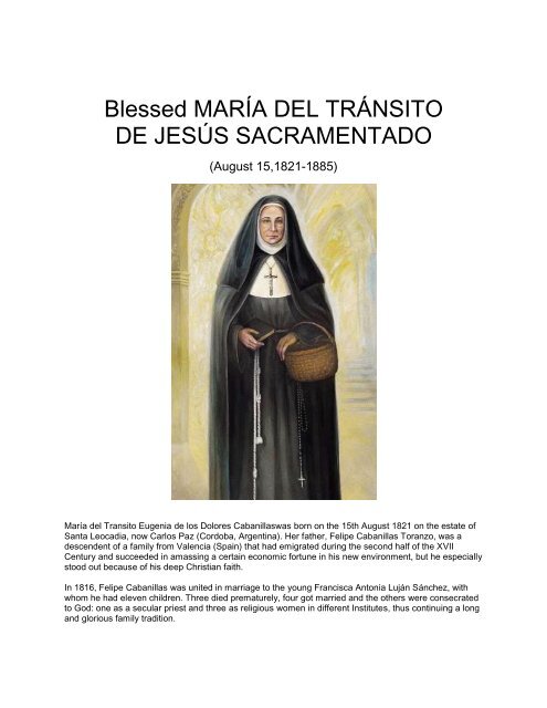 Blessed Maria del Transito - The Mystical Side of God