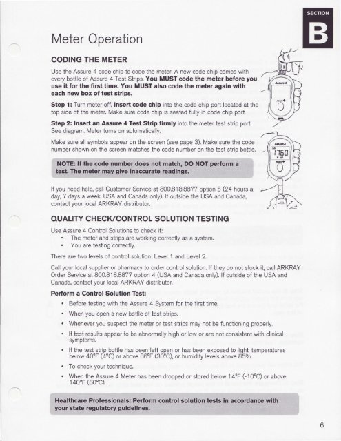 Assure 4 Blood Glucometer Operation - Mountainside Medical ...