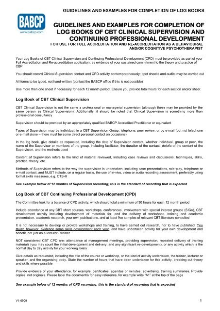 Guidelines for Log Books - BABCP