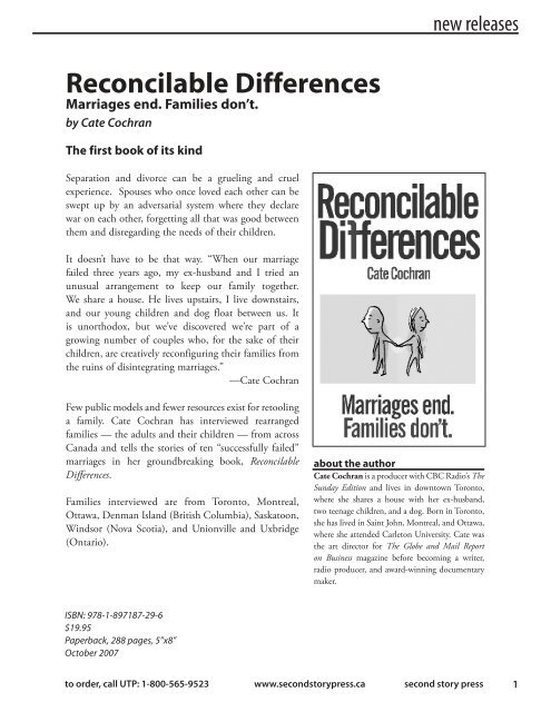 Reconcilable Differences - Second Story Press
