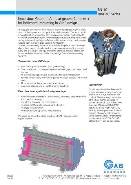 Impervious Graphite Annular-groove Condenser for horizontal ...