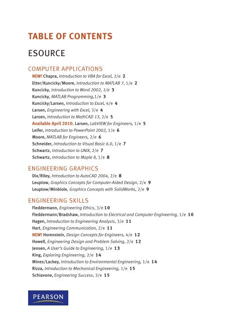 TABLE OF CONTENTS ESOURCE - Pearson