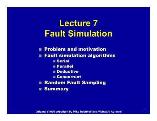 Parallel Fault Simulation - CS Course Webpages