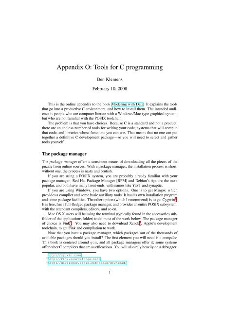 Appendix O: Tools for C programming - Ben Klemens