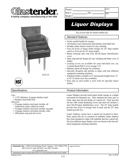 Liquor Displays - Glastender, Inc.