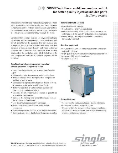 Data sheet system Ecotemp - Single-temp.us