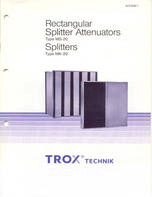 technical leaflet 6/2/EN/1 Rectangular Splitter Type MS-20 ... - TROX