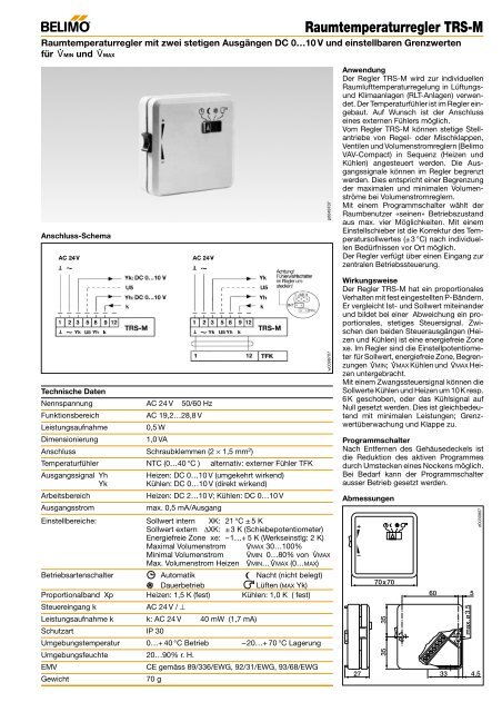 Raumtemperaturregler TRS-M - Belimo