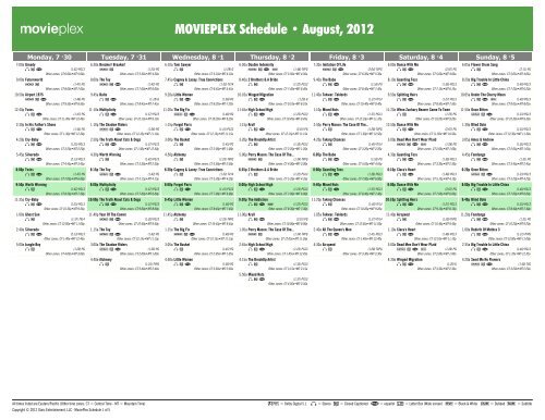 MOVIEPLEX Schedule - August, 2012 - Starz
