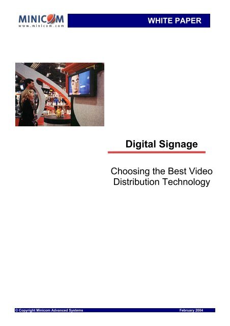 White Paper on Digital Signage by Minicom (PDF) - Vellone ...