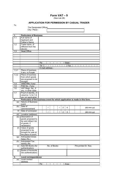 Form VAT â 9