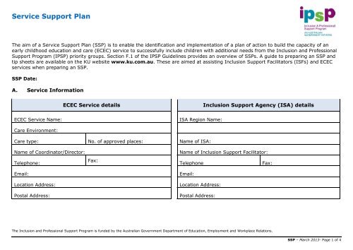 SSP Template - KU Children's Services