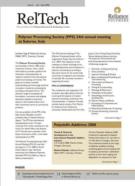 Polymer Processing Society - Reliance Industries Ltd