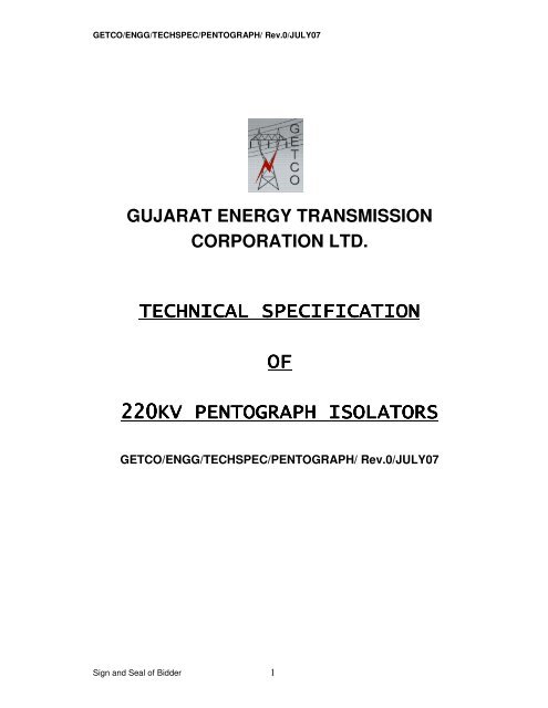 technical specification technical specification of 220kv pentograph ...