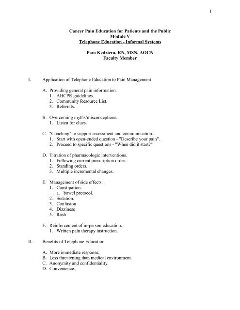 Outline - Pain Resource Center