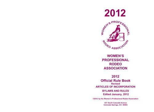 WPRA Rule Book - Women's Pro Rodeo Association