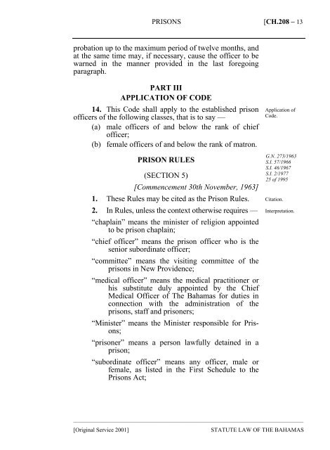 Prison Rules - The Bahamas Laws On-Line