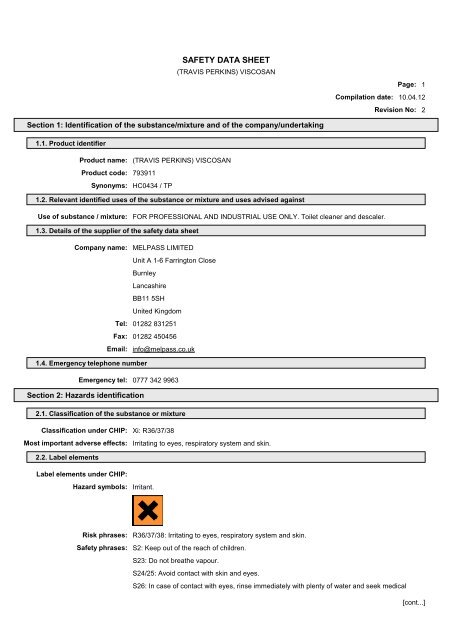 SAFETY DATA SHEET - Travis Perkins