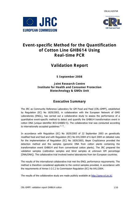 Validation report - European Union Reference Laboratory for GM ...