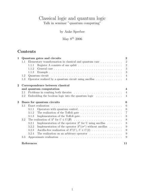 Classical Logic And Quantum Logic 