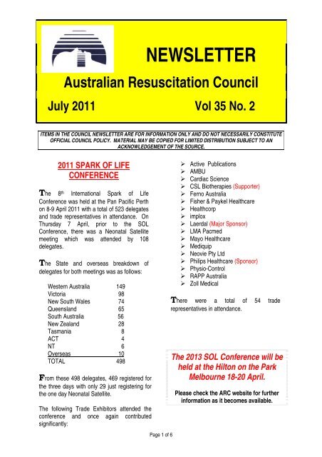 July 2011 - Australian Resuscitation Council