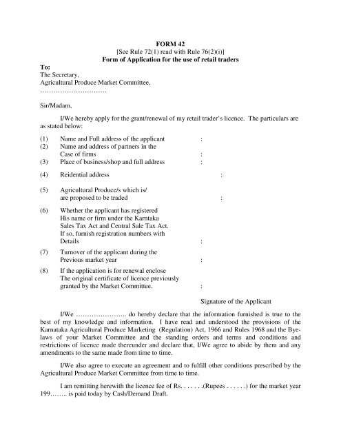 FORM 42 [See Rule 72(1) read with Rule 76(2)(i)] Form of ...