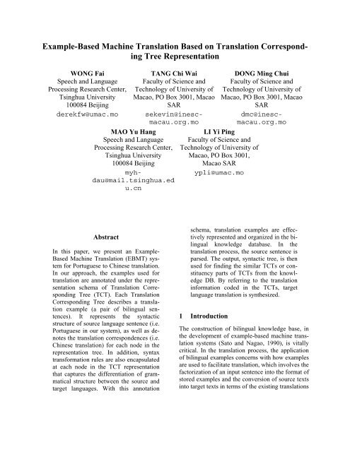 Example-Based Machine Translation Based on Translation ... Example-Based Machine Translation Based on Translation ...