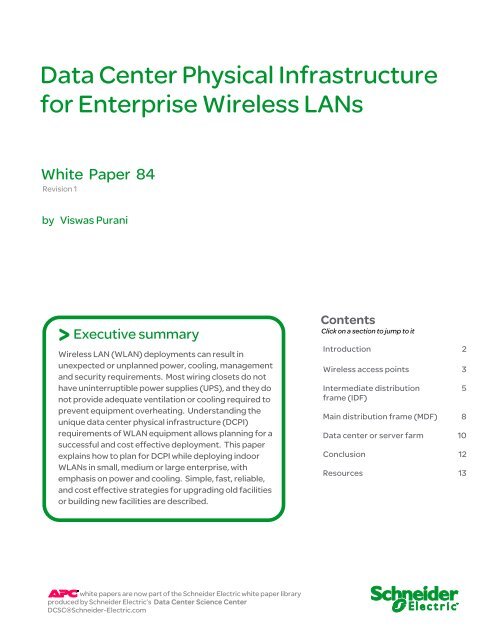 Data Center Physical Infrastructure for Enterprise Wireless LANs