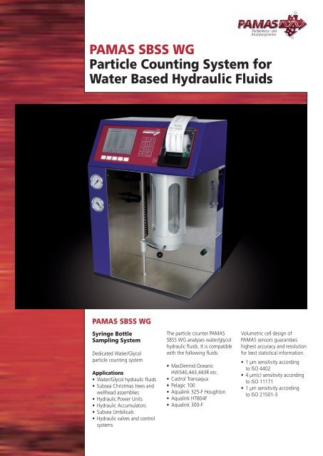 Pamas Sbss Wg Particle Counting System For Water Based
