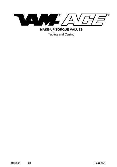 MAKE-UP TORQUE VALUES Tubing and Casing - VAM Services