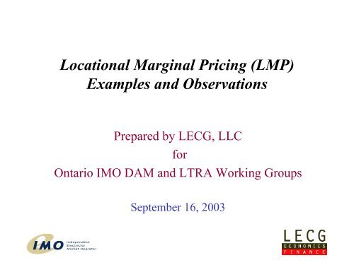 Locational Marginal Pricing (LMP) Examples and Observations