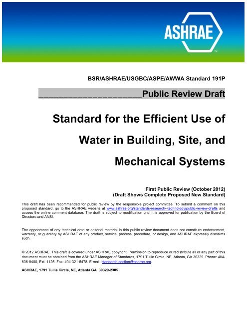 Standard for the Efficient Use of Water in Building, Site, and ...