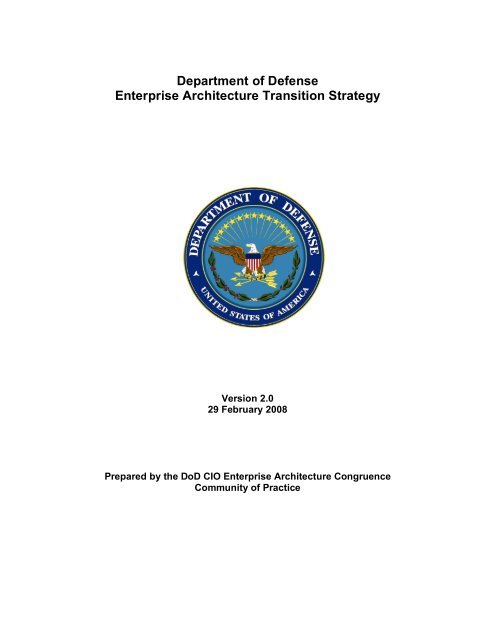 DoD Enterprise Architecture Transition Strategy - Chief Information ...