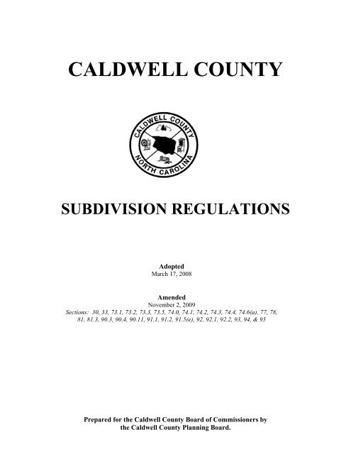Subdivision Ordinance (PDF Format) - Caldwell County Government