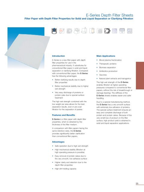 E-Series Depth Filter Sheets